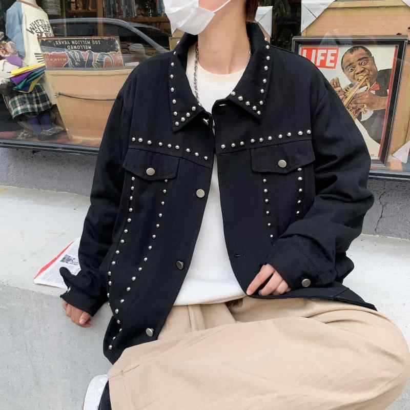 ジャケット メンズ 男性用 デニム 柳釘 ゆったり カジュアル 黒 ブラック アウター トップス 羽織り