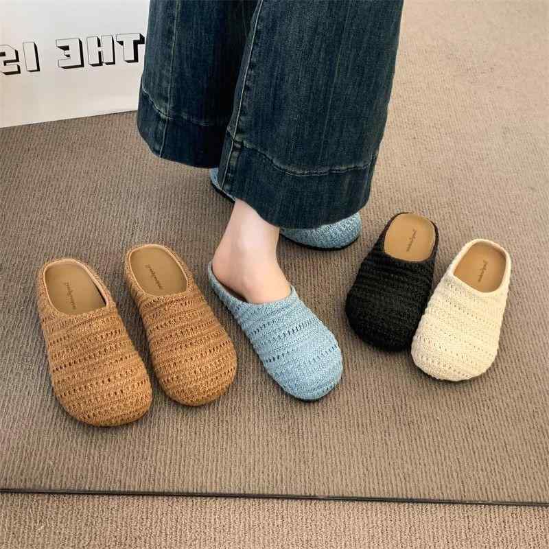 サンダル レディース ローマ風 編み込み 镂空 スリッパ フラット ぺたんこ 普段使い ルームシューズ 春夏