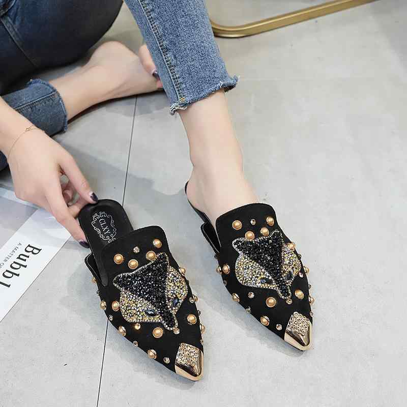 2ミュール レディース 春夏 フラット サンダル スリッパ ラインストーン スタッズ ぺたんこ 歩きやすい 履きやすい 婦人靴 普段使い かわいい おしゃれ