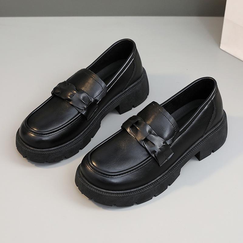 靴 レディース ローファー 厚底 無地 レザー カジュアル スタイル アップ 学生靴 普段使い