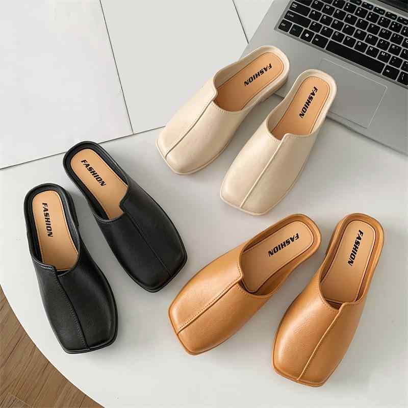 サンダル レディース ぺたんこ ローヒール スリッパ つっかけ ミュール 外履き ルームシューズ カジュアル 普段使い ファッション かわいい おしゃれ 無地 春夏