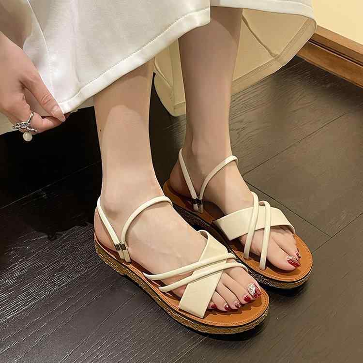 サンダル レディース 2way フラット ローマ風 ぺたんこ カジュアル 普段使い クロスデザイン おしゃれ かわいい 歩きやすい 婦人靴 春夏