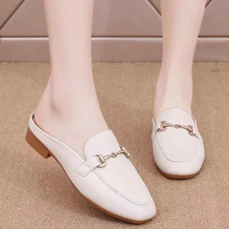 サンダル レディース 柔らかい 本革 フラット バックストラップなし スリッパ 普段使い 履きやすい 歩きやすい・スタイル: カジュアル・流行要素: 金属・靴面材質: 人造PU・皮質特徴: 豚皮・ソール素材: TPR・内里材質: 仿皮・機能...