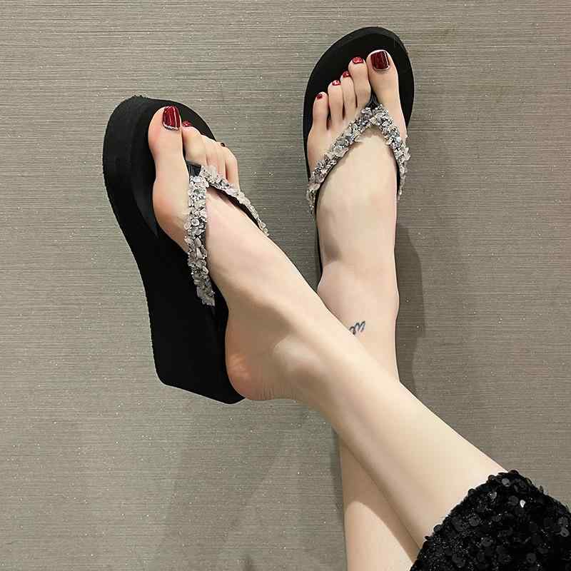 サンダル レディース 厚底 ビーチサンダル フラットソール ラインストーン 疲れない 滑り止め 普段使い かわいい カジュアル