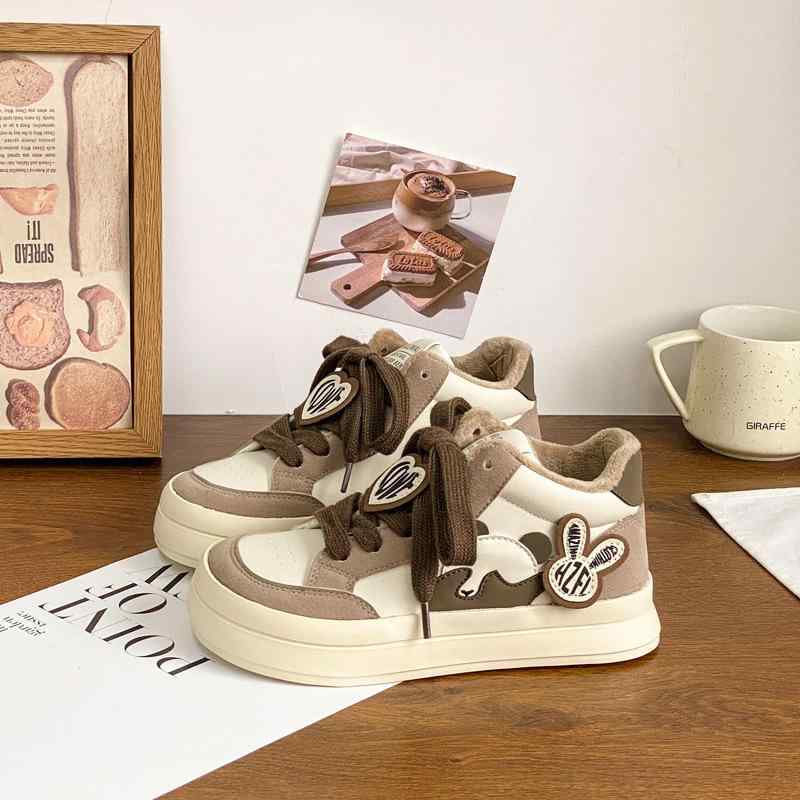 スニーカー レディース 学生 靴 秋冬 かわいい 超火 加絨 パンダ 厚底 国潮 カジュアル あったか 防寒