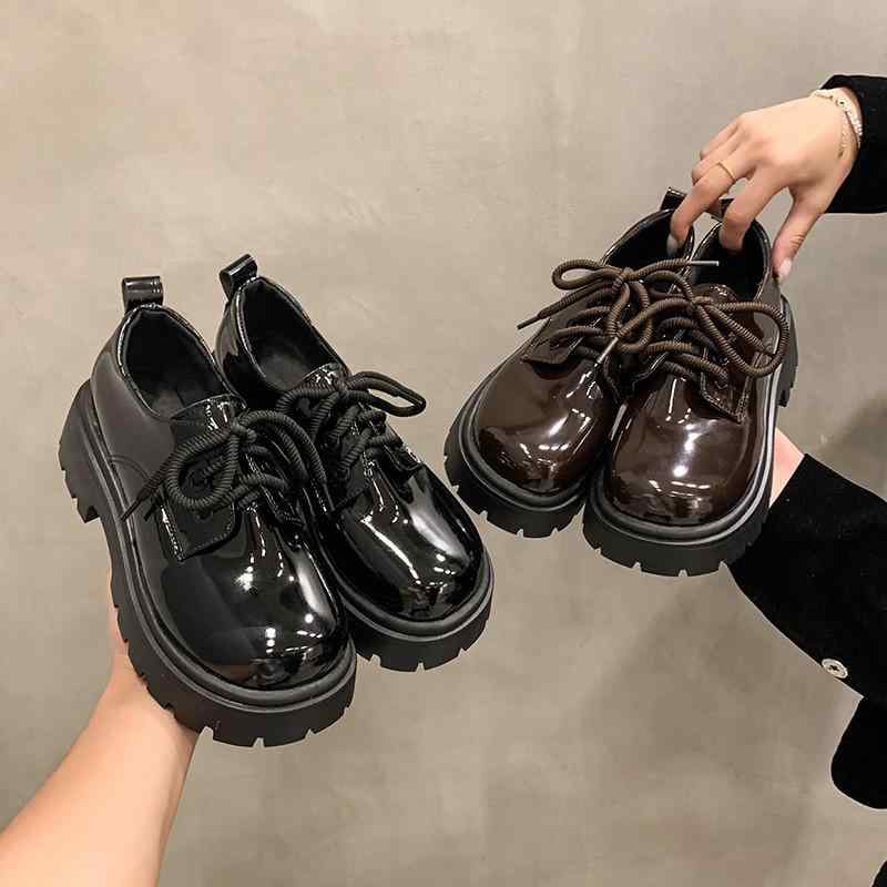 靴 レディース ローファー 厚底 ラウンドトゥ レースアップ 学院風 カジュアル スタイル オックスフォード シューズ