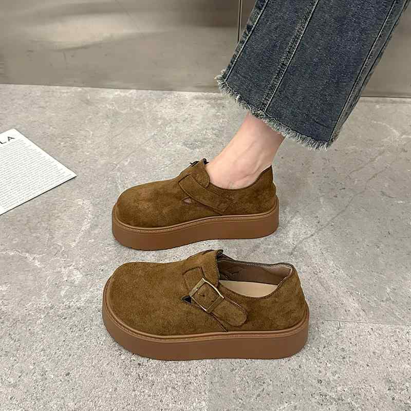 靴 レディース 厚底 2025年 春秋 新作 ローファー カジュアル 普段使い 小柄 スタイル アップ 美脚効果 レトロ かわいい 歩きやすい 疲れない 合わせやすい ブラック ブラウン