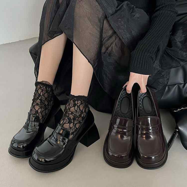 靴 レディース 厚底 ローファー マリージェーンシューズ ブリティッシュスタイル 太ヒール 防水 疲れない 普段使い かわいい 黒 白 歩きやすい 美脚