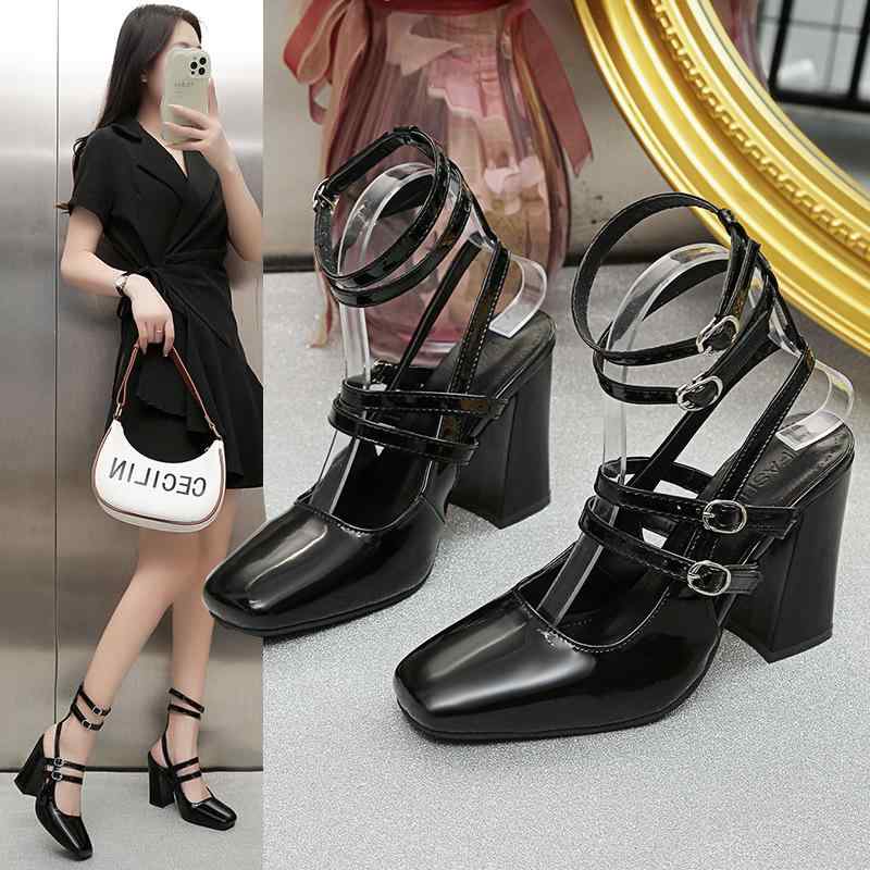 サンダル レディース マリージェーン風 気質 タップ チャンキーヒール スクエアトゥ 涼しい 履きやすい 歩きやすい フェミニン カジュアル