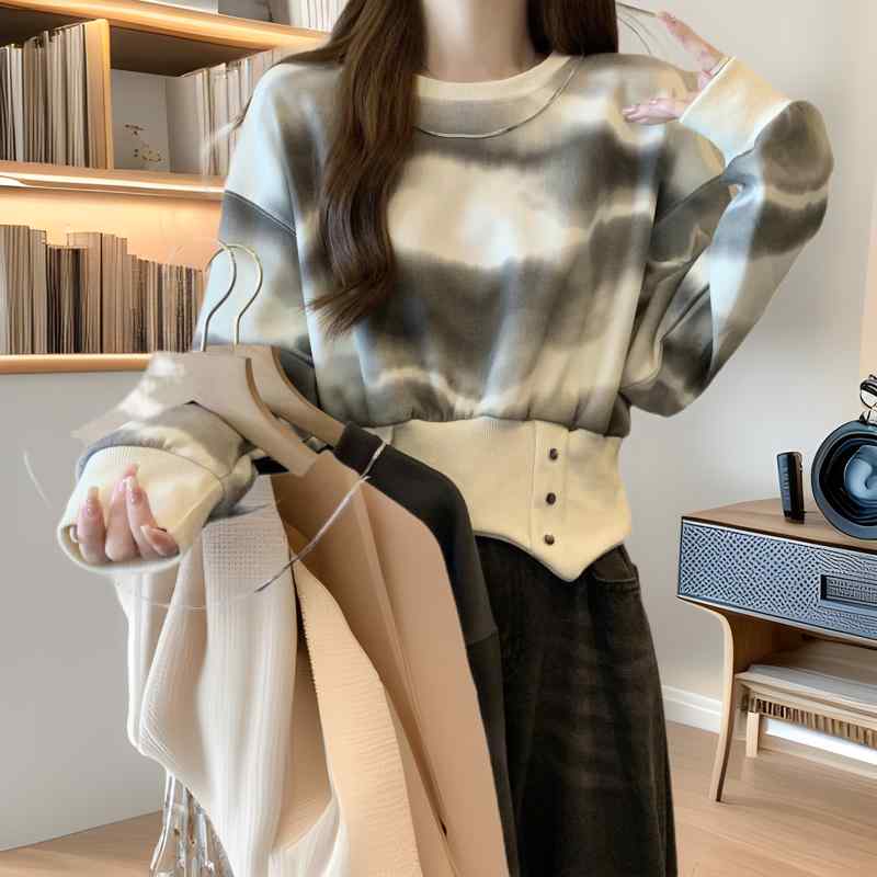 スウェット レディース 春秋 ゆったり 大きいサイズ 裏起毛 あったか 細見え ウエストシェイプ 体型カバー デザイン トップス