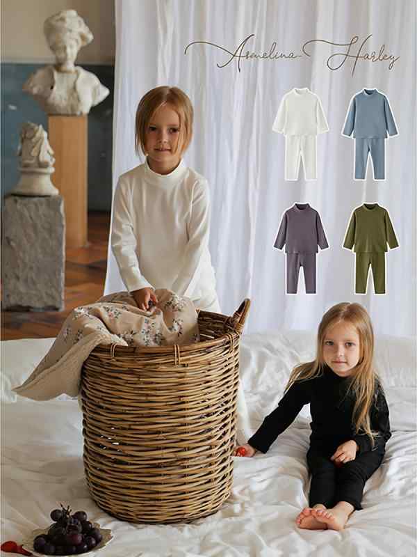 子供用 インナー 上下セット 女の子 秋冬 無骨 高襟 発熱 保温 肌着 秋服 冬服