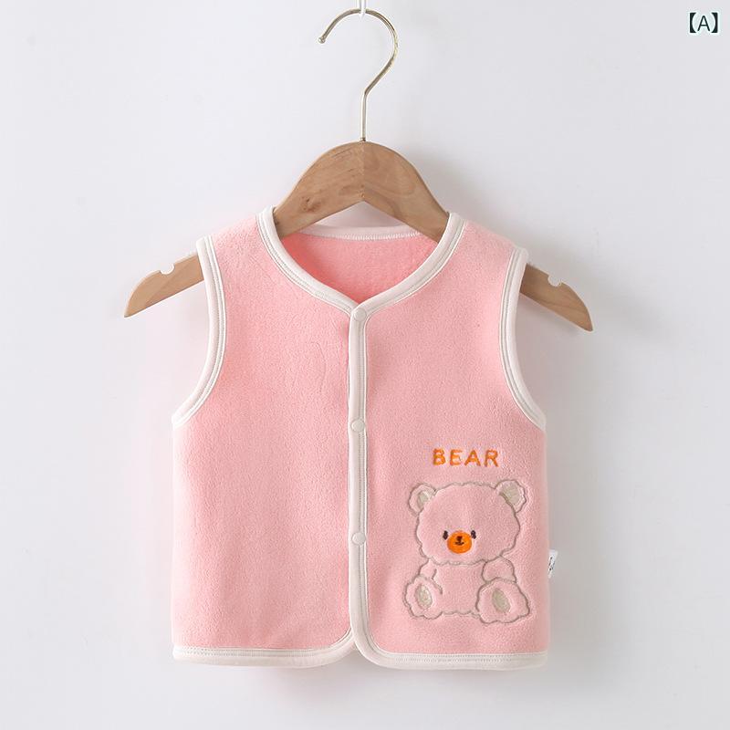 子供服 ベスト ベビー キッズ 防寒着 暖かい フリース ふわふわ 男の子 女の子 猫柄 二重