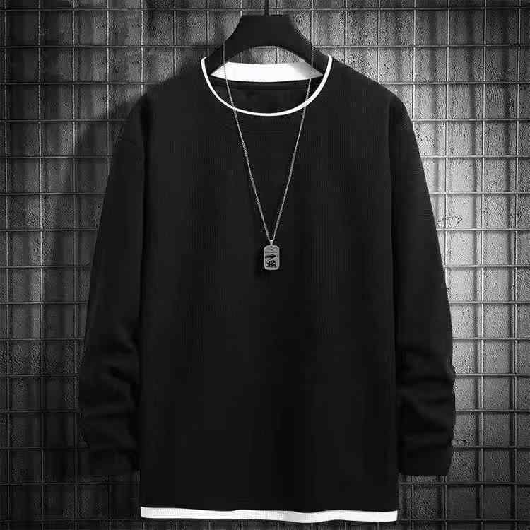 Tシャツ 男性用 長袖 ワッフル 秋物 スウェット 無地 厚手 インナー トップス ゆったり 大きいサイズ カジュアル