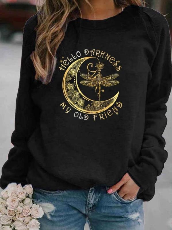 トップス レディース 長袖 Tシャツ プリント柄 ラウンドネック カットソー プルオーバー 普段使い 部屋着