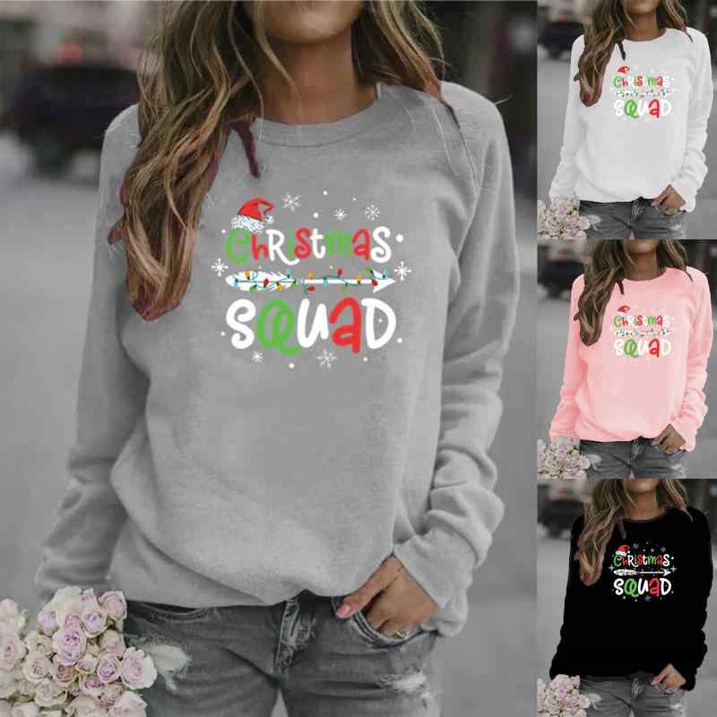 トレーナー レディース クリスマス プリント スウェット ラウンドネック 女性用 秋冬・スタイル: プルオーバー・版型: ストレート・着丈: ミドル丈(50cm＜着丈≤65cm)・袖丈: 長袖・袖のタイプ: レギュラー袖・ネックライン: ラ...