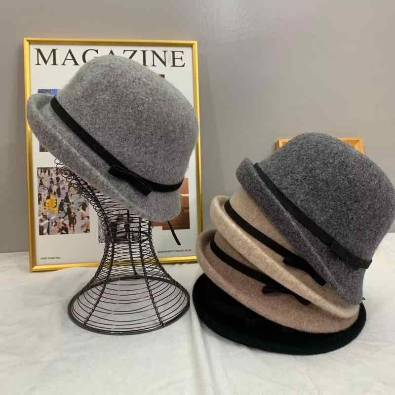 帽子 レディース 秋冬 ウール 日系 英国風 レトロ ハット おしゃれ かわいい バケットハット