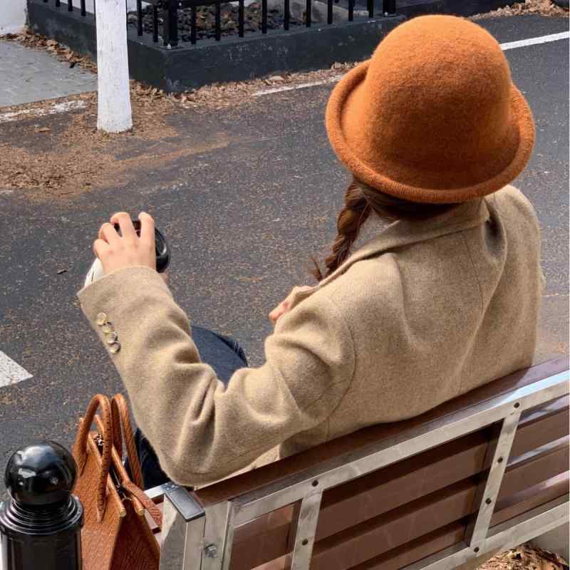 帽子 レディース 秋冬 ニット 小顔効果 暖かい つば付き バケットハット おしゃれ かわいい ハット 韓国 カジュアル