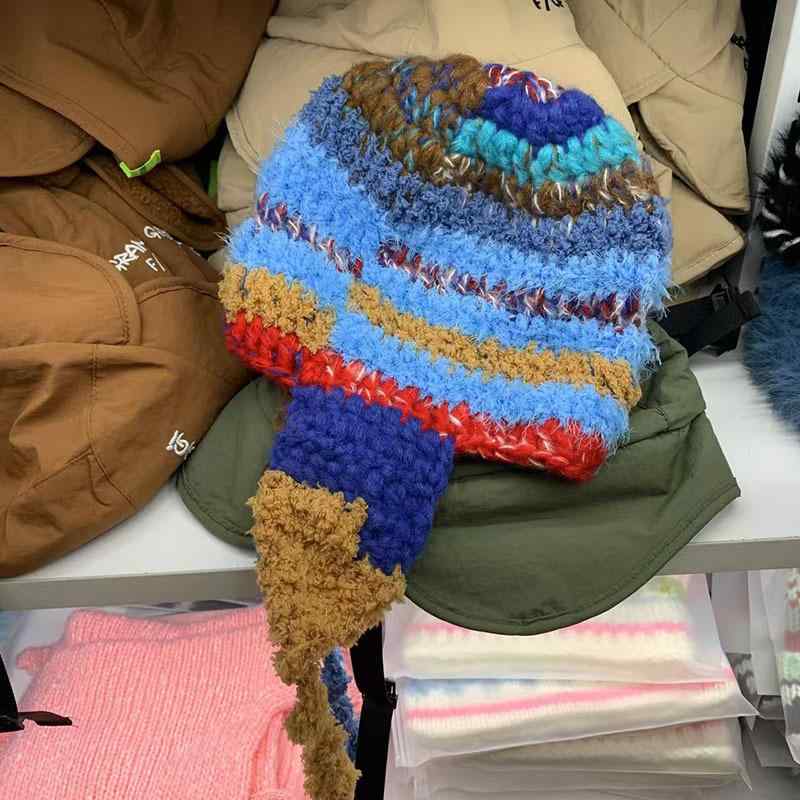 帽子 レディース 秋冬 手編み ニット帽 暖かい 防寒 小顔効果 かわいい おしゃれ 韓国 エスニック ウール 普段使い 旅行