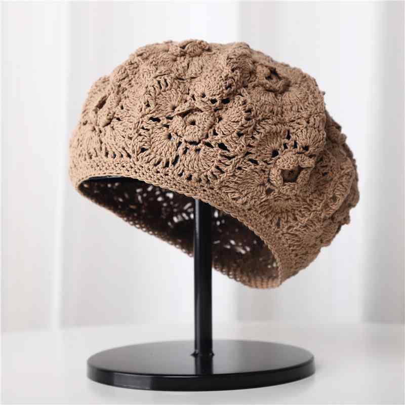 帽子 レディース 春夏 遮陽帽 薄手 麦わら帽子 透かし編み ニットベレー帽 かわいい 小顔効果 日焼け防止 通気性 旅行 お出かけ