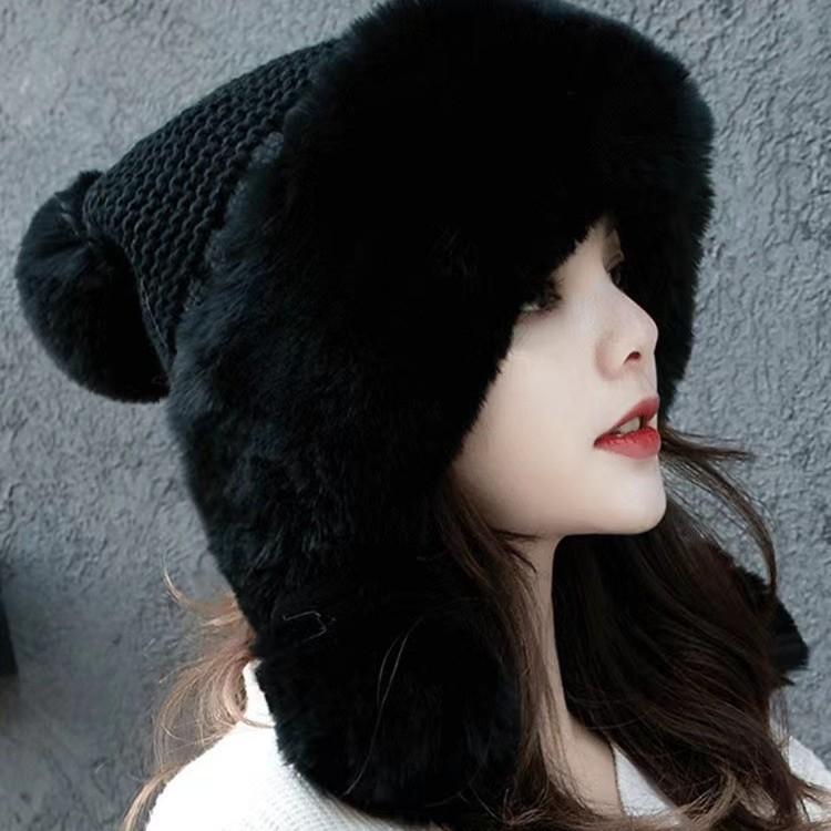 帽子 レディース 秋冬 かわいい ニット帽 毛糸 あったか ボンボン付き 裏起毛 厚手 防寒 韓国 雷鋒帽