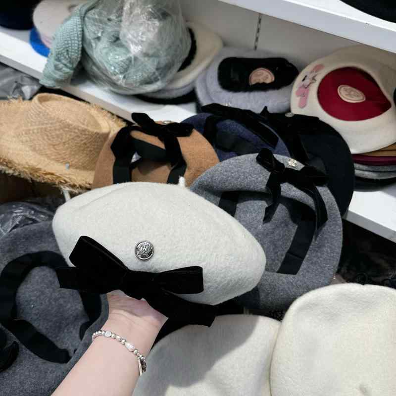 2ベレー帽 レディース 秋冬 韓国 小顔効果 羊毛 大判ベルベットリボン かわいい 画家帽子 南瓜帽子