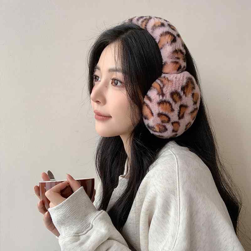 2イヤーマフ レディース ヒョウ柄 かわいい 秋冬 耳当て イヤーウォーマー 防寒 ふわふわ 小物 百搭