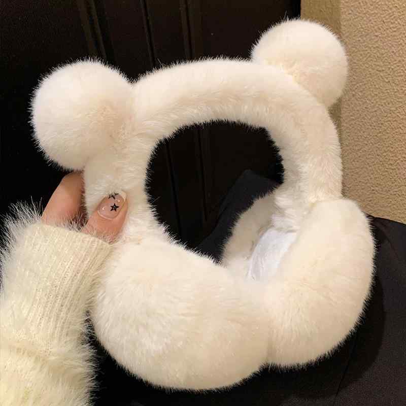 イヤーマフ レディース かわいい 小熊 もこもこ 防寒 耳あて 自転車 バイク 通学 裏起毛 厚手 秋冬