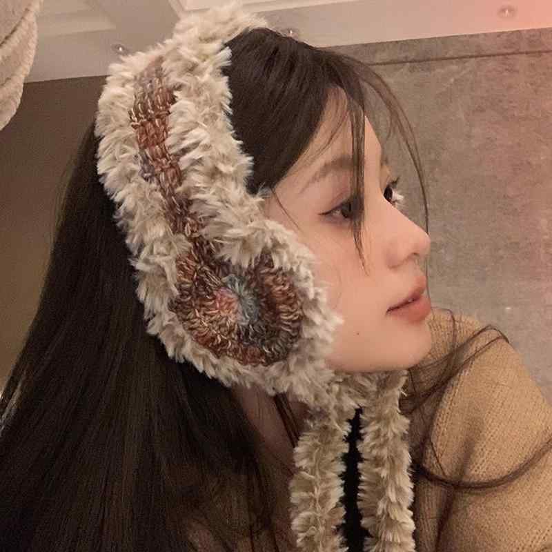 2ニット帽 レディース 秋冬 暖かい ふわふわ 紐付き イヤーマフ 厚手 防寒 耳当て 学生 かわいい・性別: 男女兼用・対象年齢: 成年・素材: 毛绒・スタイル: 基本式・カラー: カーキ, 紫丁香, スカイブルー・シーズン: 冬, 春,...