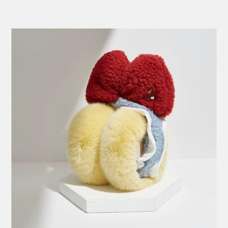 2耳あて レディース かわいい 白雪姫 配色 防寒 耳カバー 秋冬 自転車 バイク 運転 裏起毛 ふわふわ イヤーマフ イヤーウォーマー