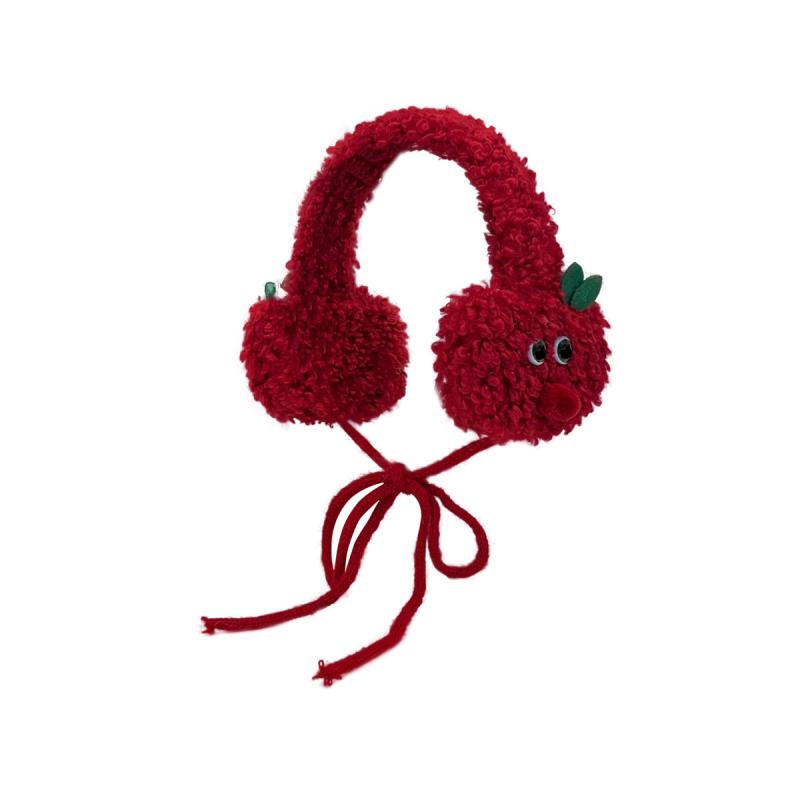 イヤーマフ レディース かわいい リンゴ 耳当て 秋冬 保温 防寒 自転車 学生 通学 通勤 ふわふわ もこもこ