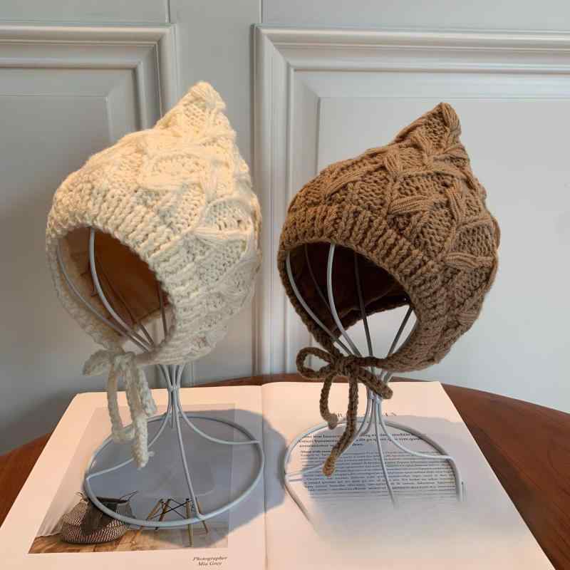 帽子 ベビー 赤ちゃん ニット帽 秋冬 耳当て付き かわいい 手編み風 男の子 女の子 保温 防寒