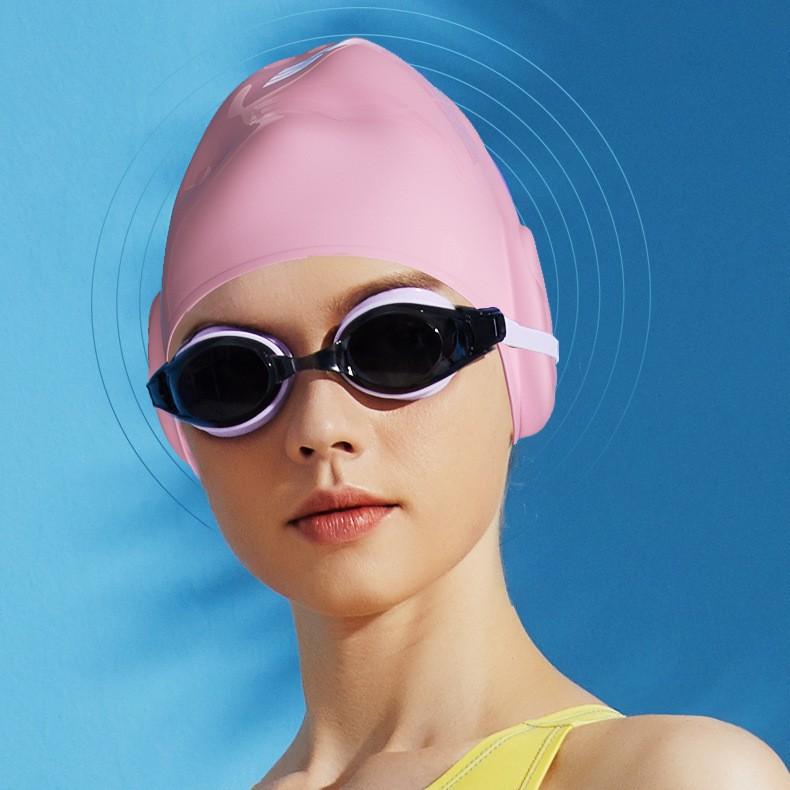 水泳帽 子供 女児 男児 兼用 シリコン 防水 大きめサイズ 耳保護 締め付けない