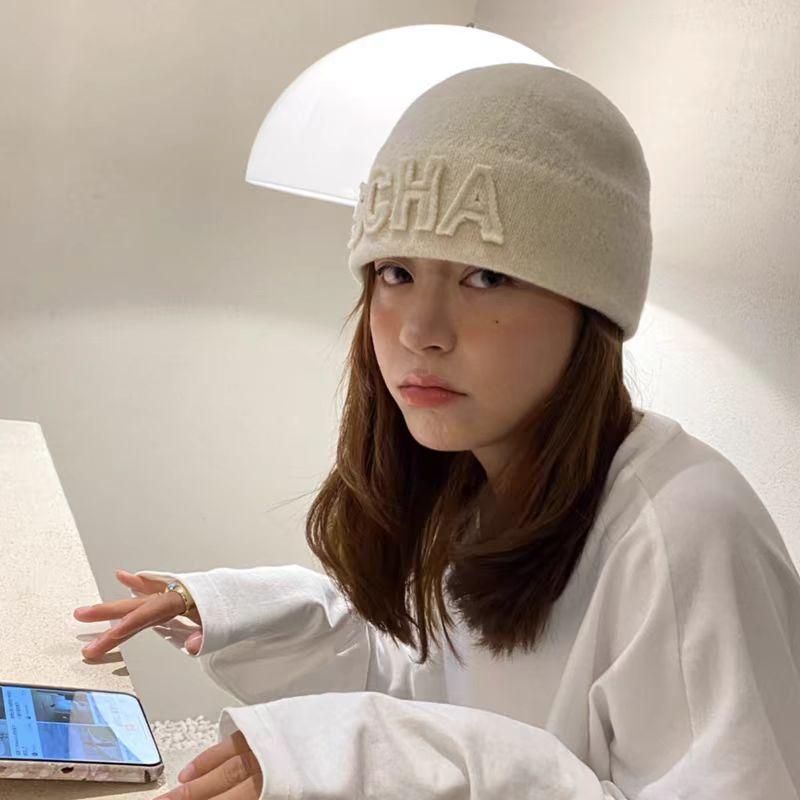 ニット帽 レディース 秋冬 ドイツ製 ハンドメイド 帽子 丸型 ロゴ入り 韓国 防寒 イヤーマフ付き かわいい
