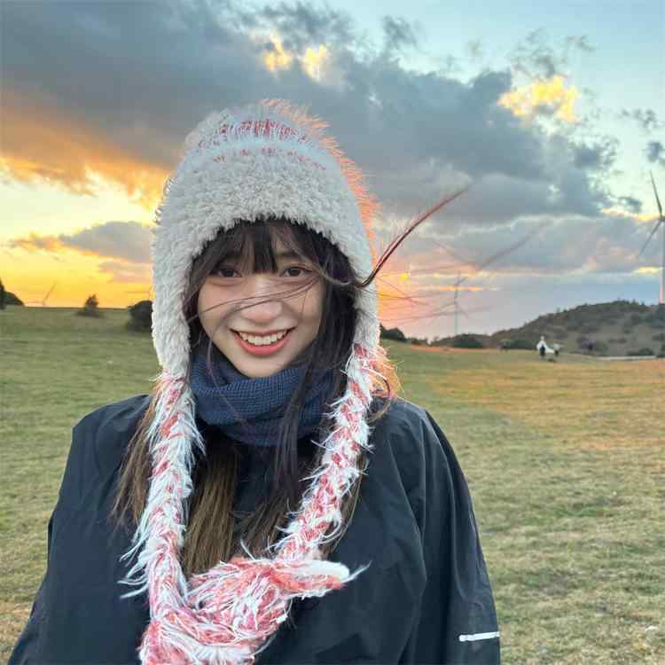 ニット帽 レディース 秋冬 加厚 暖かい 防寒 防風 耳あて付き ビーニー 雷鋒帽 ストライプ 切り替え