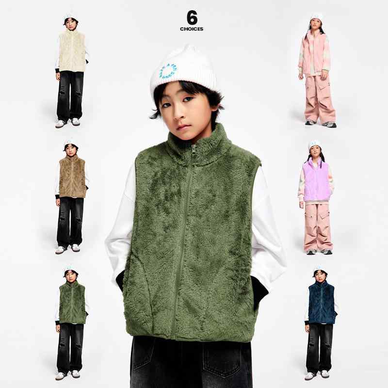 ベスト キッズ 秋冬 U家 珊瑚绒 加绒 保温 防寒着 スクール あったか 子供 女 男