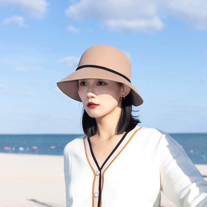 帽子 レディース 秋冬 保温 ウール ハット 丸い トップ ファッション かわいい バケットハット フェルト ハット 通勤 普段使い