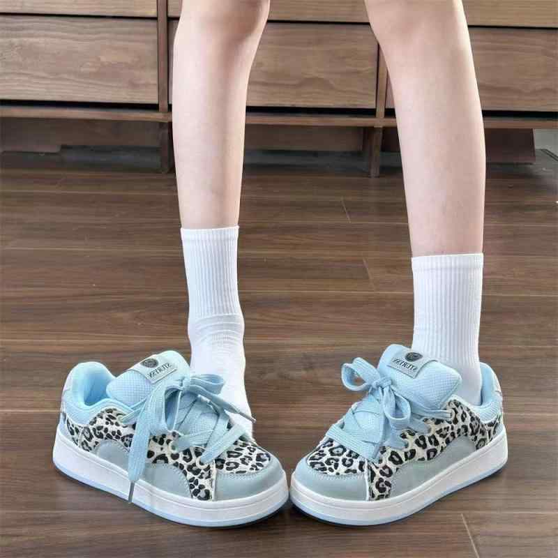 スニーカー レディース ヒョウ柄 厚底 切り替え パンプス 運動靴 スリッポン ローカット フラット インヒール 歩きやすい 普段使い