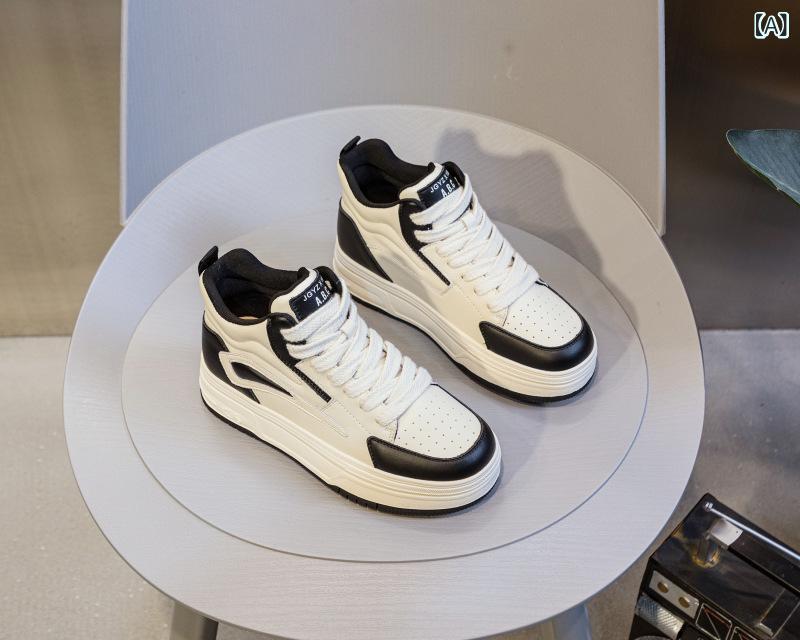 スニーカー レディース 厚底 レザー ハイカット パンダ カジュアル スポーツ 白 秋冬 軽量 普段使い