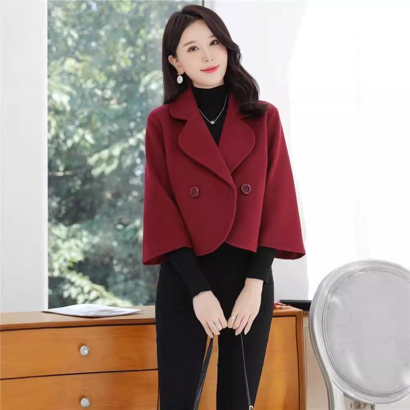 ジャケット レディース 秋冬 韓国風 ショート丈 ハイウエスト ウール アウター トップス 小柄 細見え かわいい おしゃれ