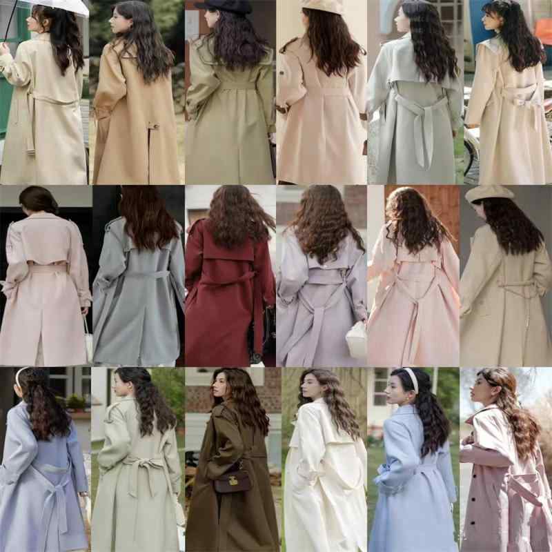 トレンチコート レディース 秋冬 韓国風 ロング丈 ゆったり 高見え 着痩せ スタイルアップ ウエストマーク