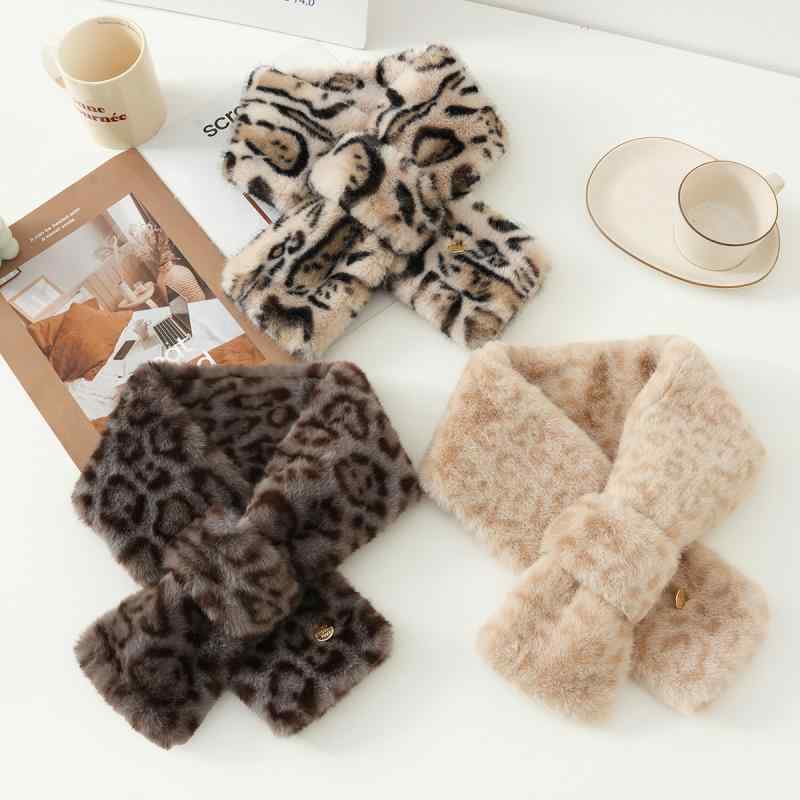 2マフラー レディース ヒョウ柄 兔毛 秋冬 防寒 保温 クロス ネックウォーマー かわいい おしゃれ プレゼント・編み方: 経編・機能: 保温・スタイル: ミドルロング・カラー: 豹紋カーキ, 豹紋ベージュ, コーヒー色・長さ: 60～8...