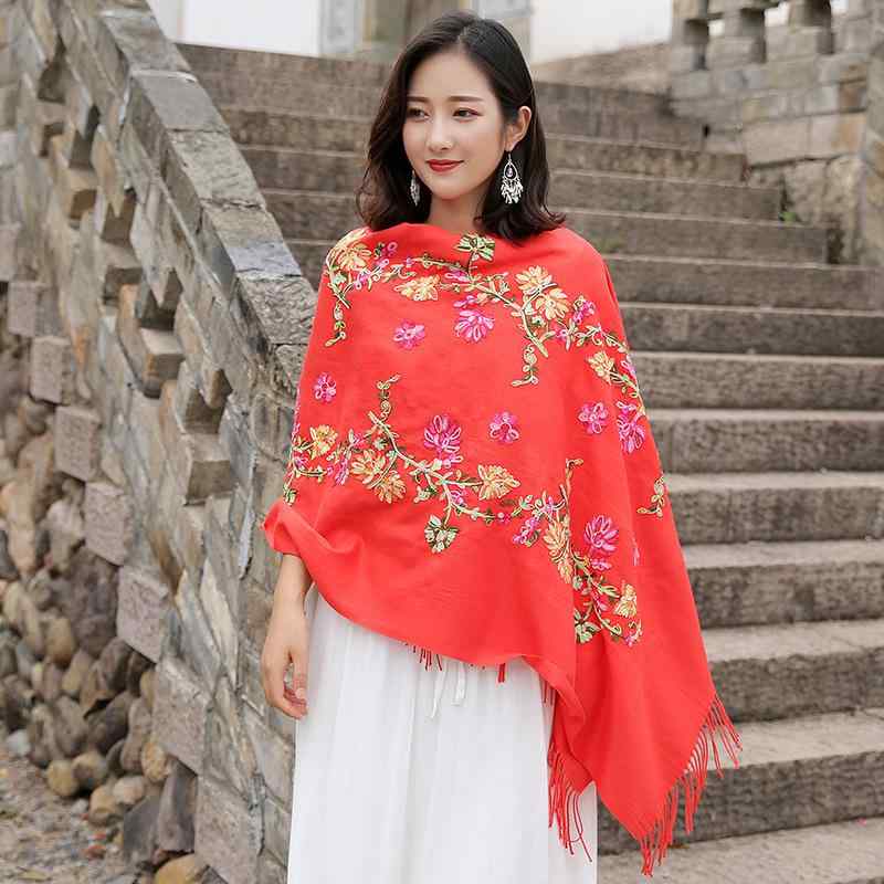 2マフラー レディース 秋冬 刺繡 刺しゅう 花柄 ロング丈 ストール ショール 大判 仿羊绒風 あったか ひざ掛け 肩掛け 冷房対策 防寒・性別: 女性・素材: 仿羊绒・スタイル: 复古民族・長さ: 190cm・幅: 70cm・柄: 花卉...