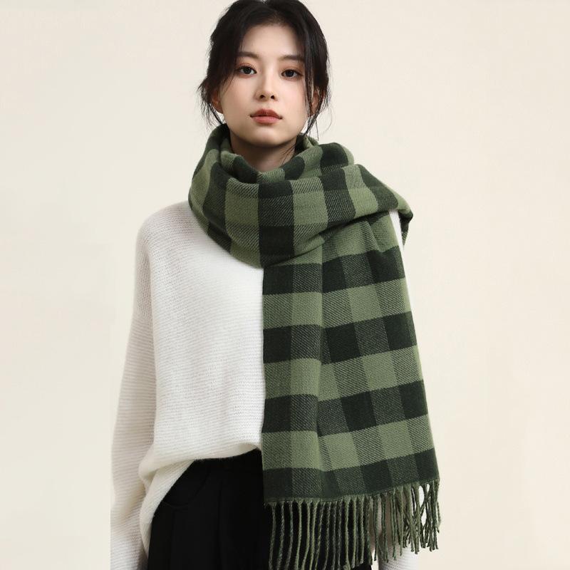 2マフラー レディース 秋冬 高級感 ストール 韓国風 チェック柄 保温 厚手 ネックウォーマー ショール カスタム