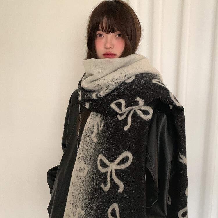 2マフラー レディース 秋冬 厚手 暖かい バタフライ 蝶結び ニット 保温 ネックウォーマー 付け襟 ショール ストール ひざ掛け 高級感