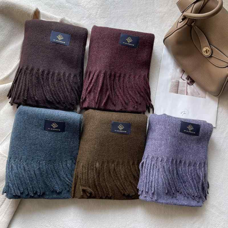 マフラー レディース 秋冬 100% ウール 羊毛 ショール ストール 襟巻き 無地 接触冷感 伸縮性 あったか 防寒 寒さ対策