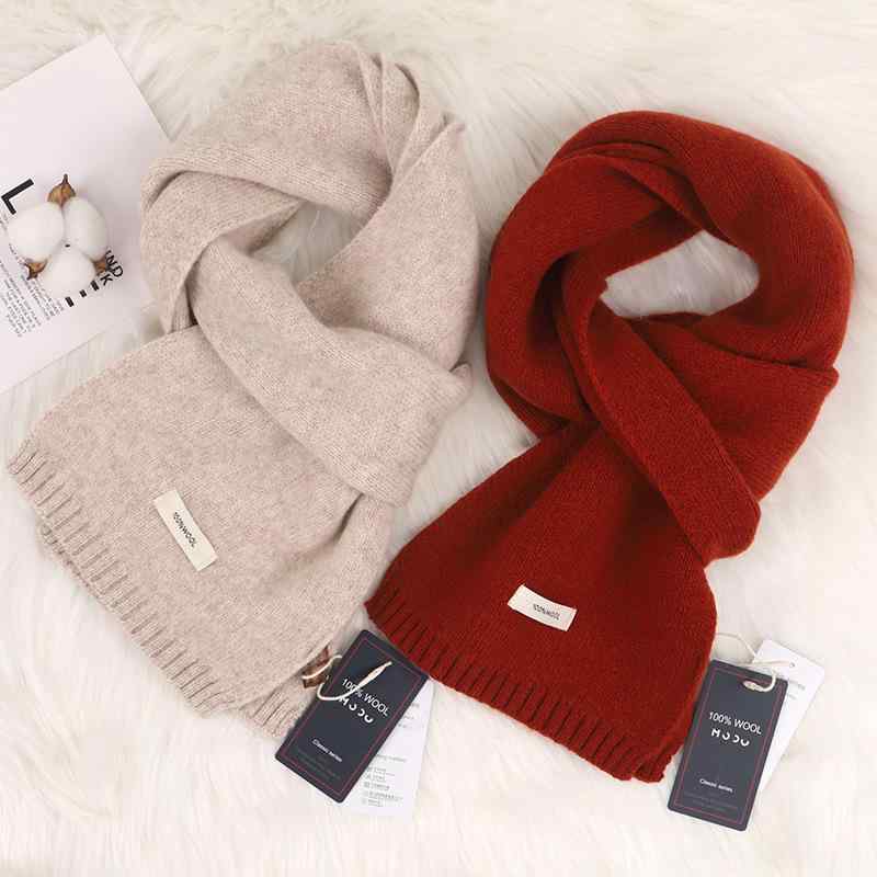 マフラー レディース メンズ ウール100% ニット 無地 厚手 防寒 暖かい ネックウォーマー 首巻き 秋冬