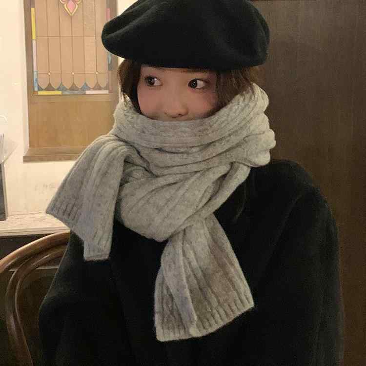 ニット マフラー レディース 秋冬 無地 高級感 韓国風 学生 防寒 厚手 ネックウォーマー ショール 誕生日 ギフト 贈り物 ストール ひざ掛け 羽織り