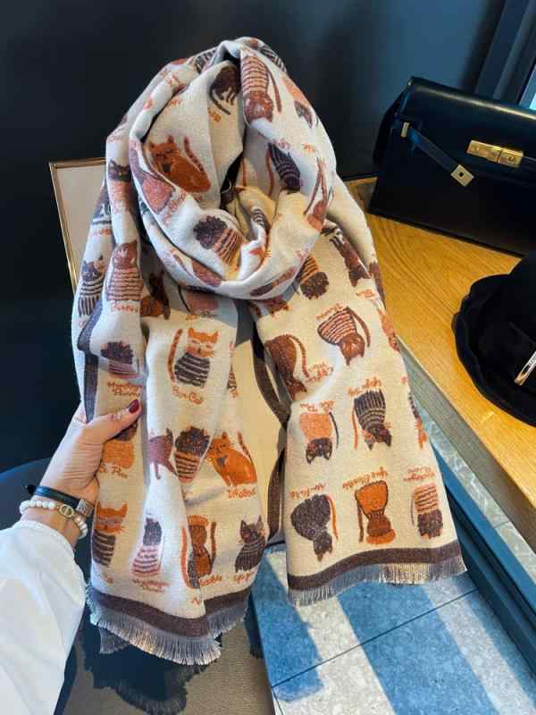 2マフラー レディース 立体 猫柄 両面 百搭 ロング ショール 仿羊绒 厚手 保温 ストール 秋冬 かわいい