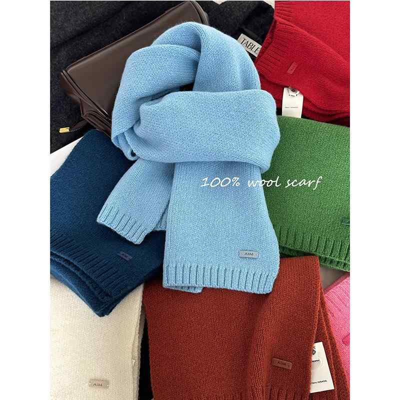 2マフラー レディース 秋冬 100% ウール ニット 暖かい 防寒 高級感 無地 ネックウォーマー スヌード
