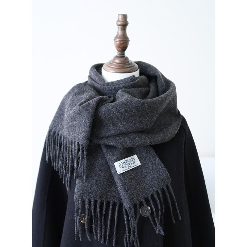 2マフラー レディース メンズ 冬 ウール ショール ストール 暖かい ひざ掛け 高級感 フリンジ付き グレー オーストラリア産ウール 保温性 秋冬